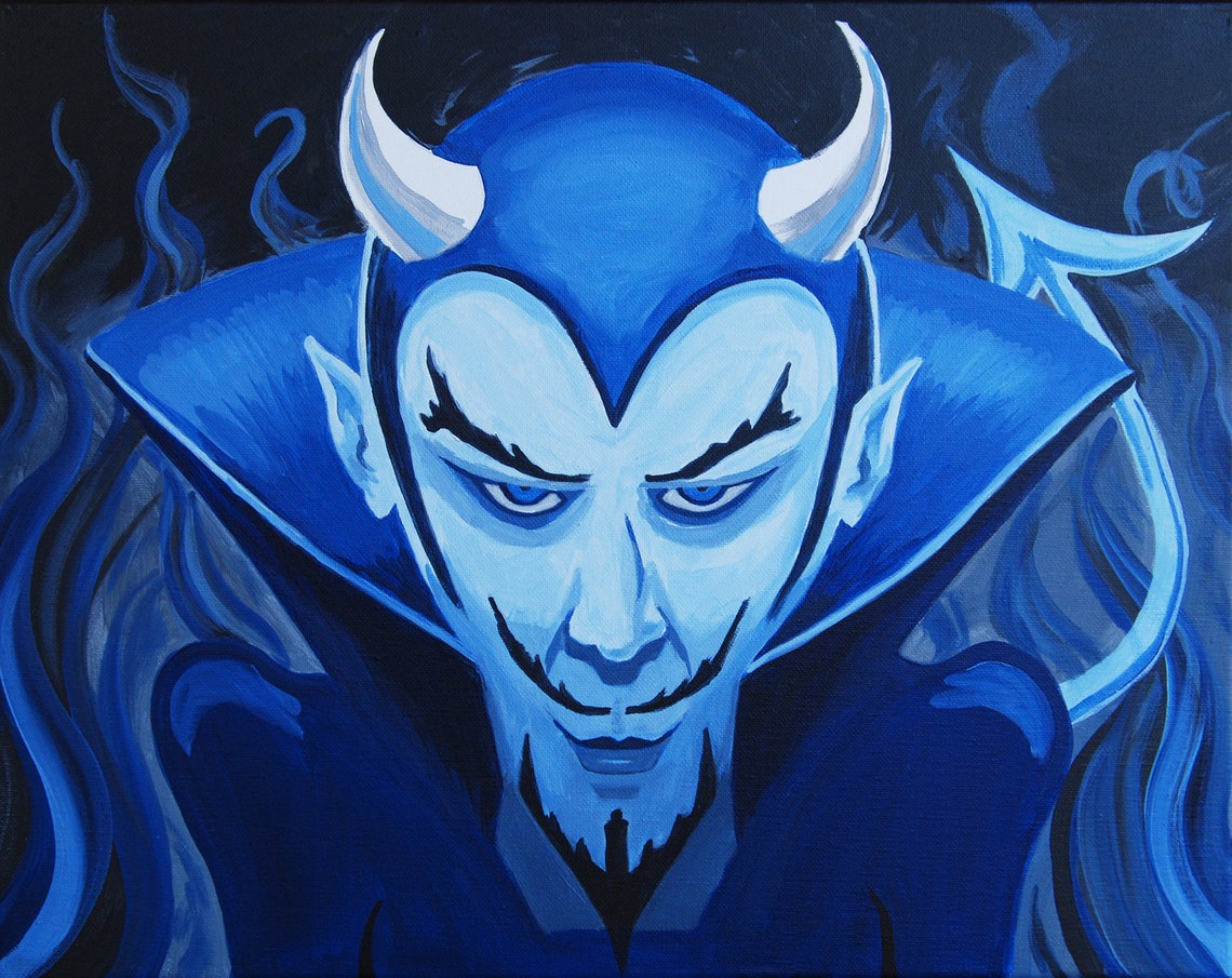 Devil Painted Blue in Acrylic Paint - Etsy