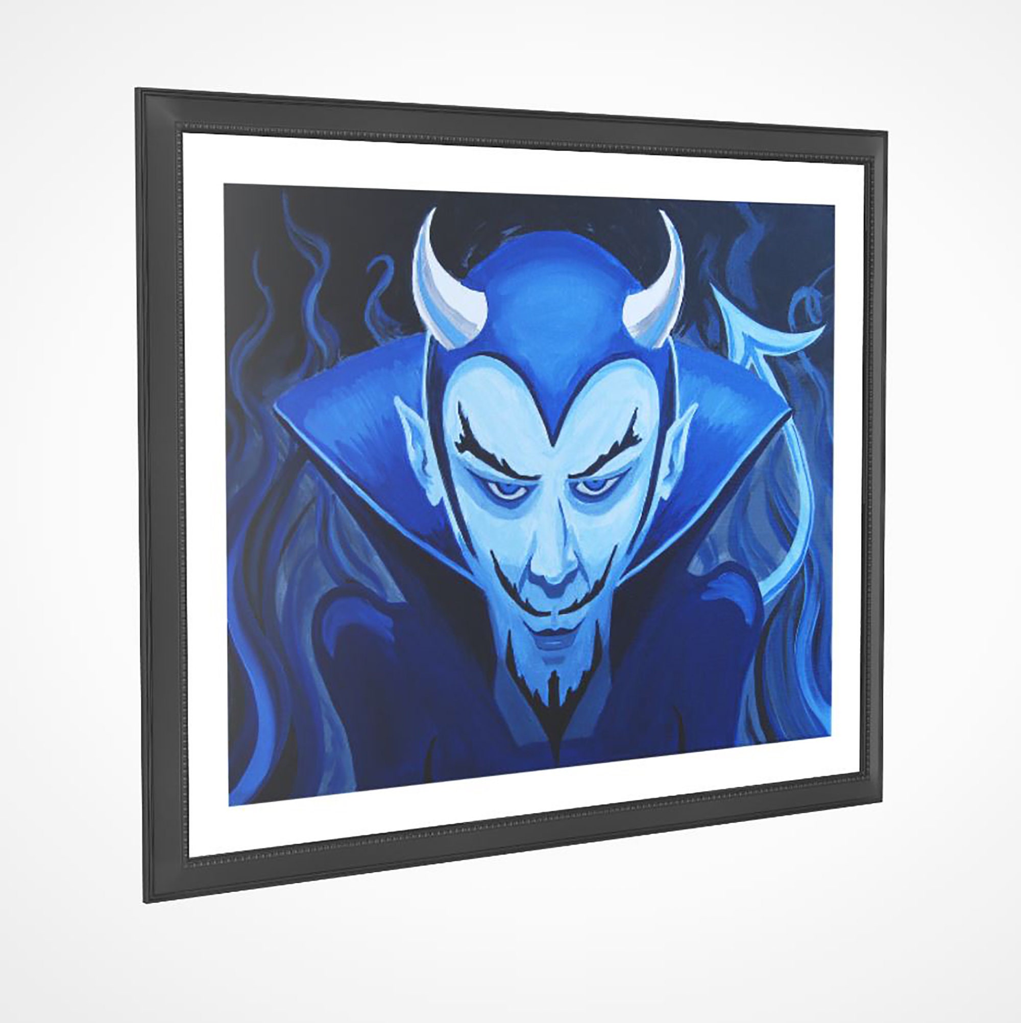 Devil Painted Blue in Acrylic Paint - Etsy