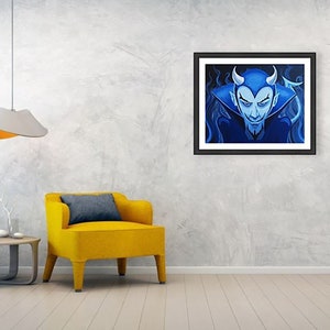 Devil Painted Blue in Acrylic Paint - Etsy