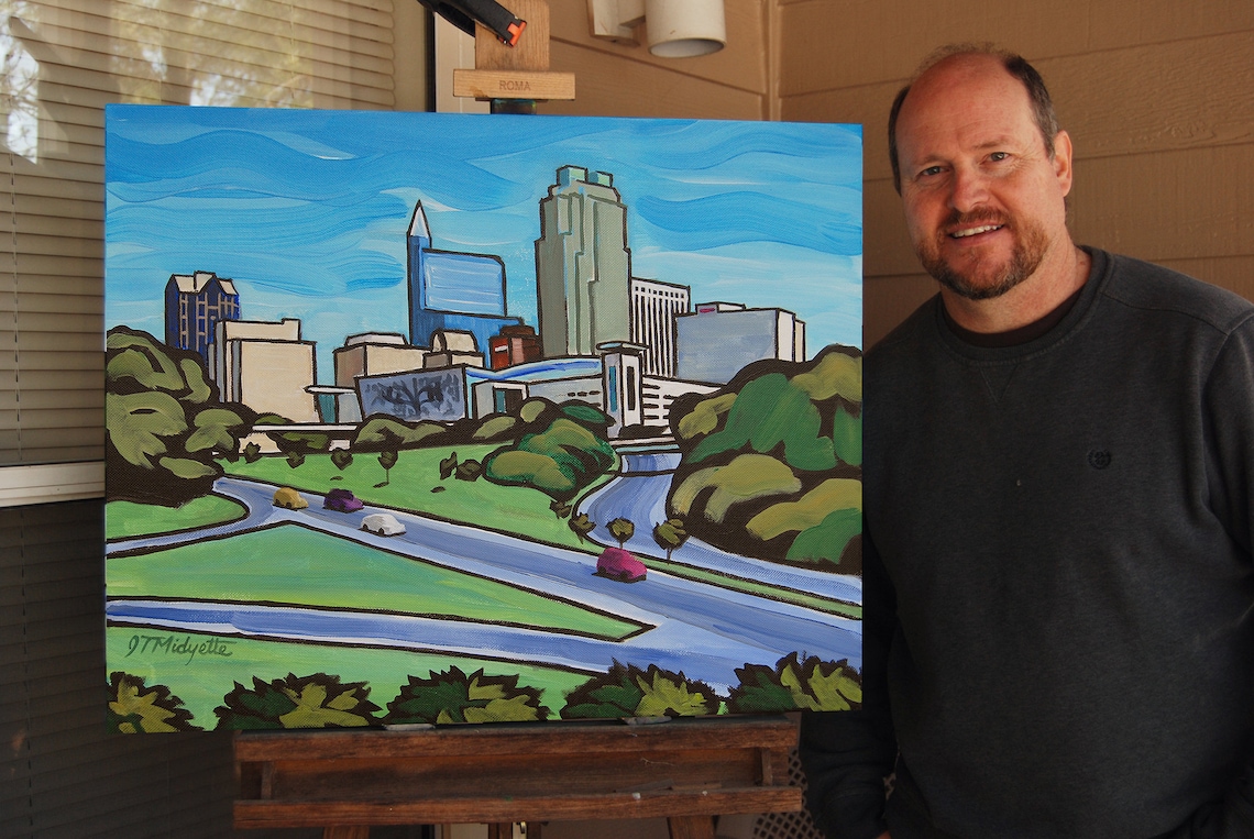 Raleigh NC Skyline Whimsical Painting. Downtown Raleigh - Etsy