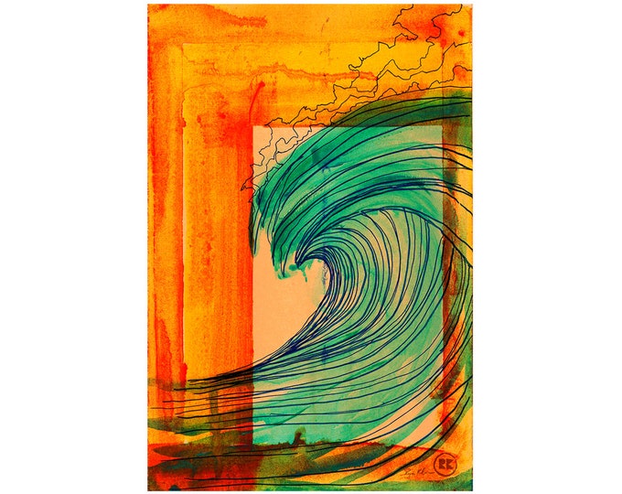 Ride the Waves Surf Neon Print, Ocean Art Print, Surfer Wall Decor ...