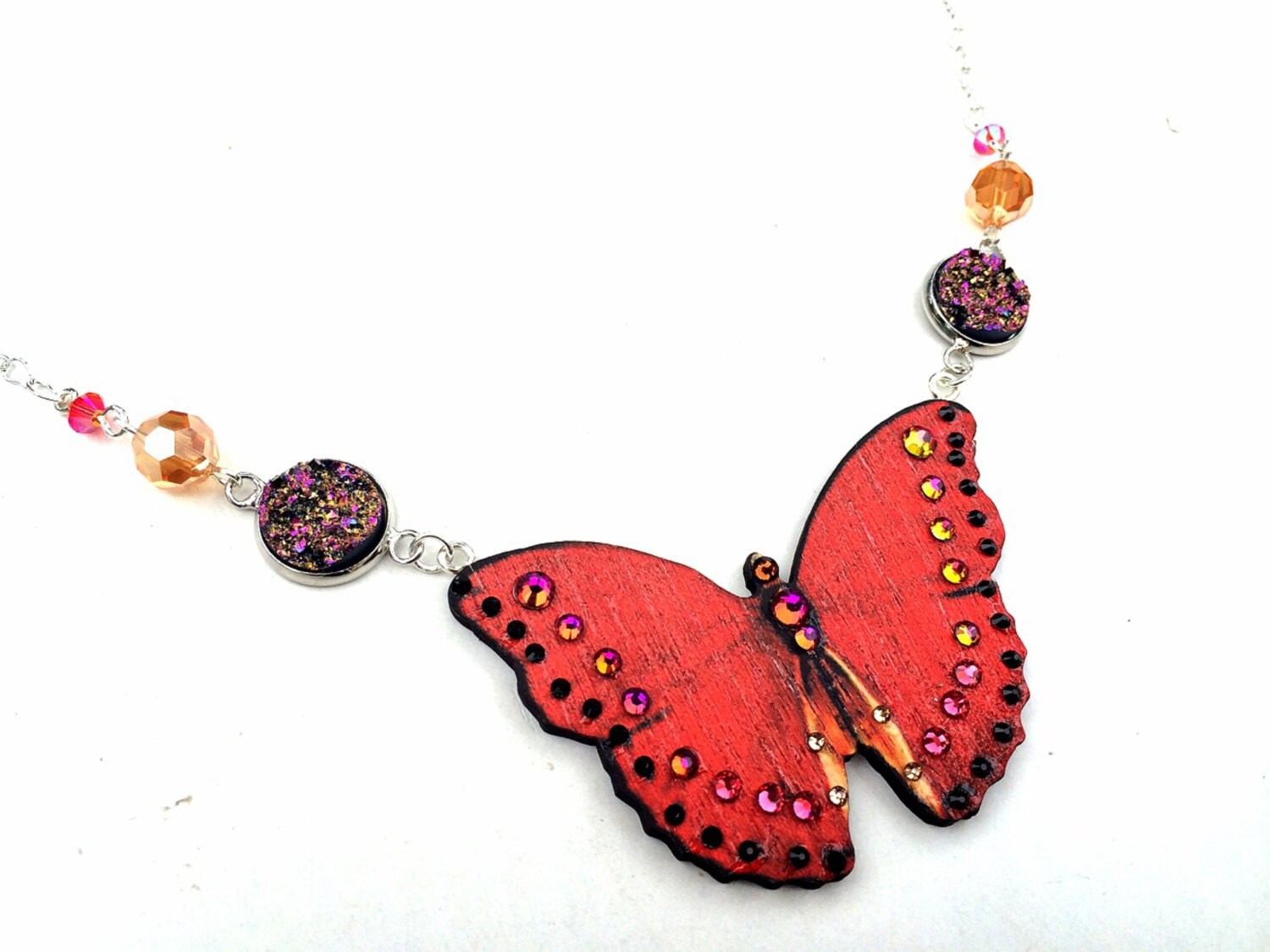 Take Flight Collection Big Red Butterfly Necklace With - Etsy