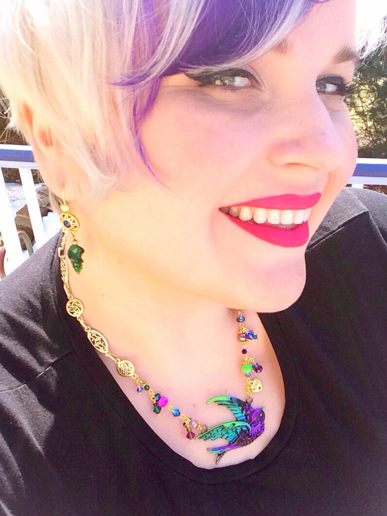 Maleficent's Raven Inspired Hand Painted Brass Pendant - Etsy