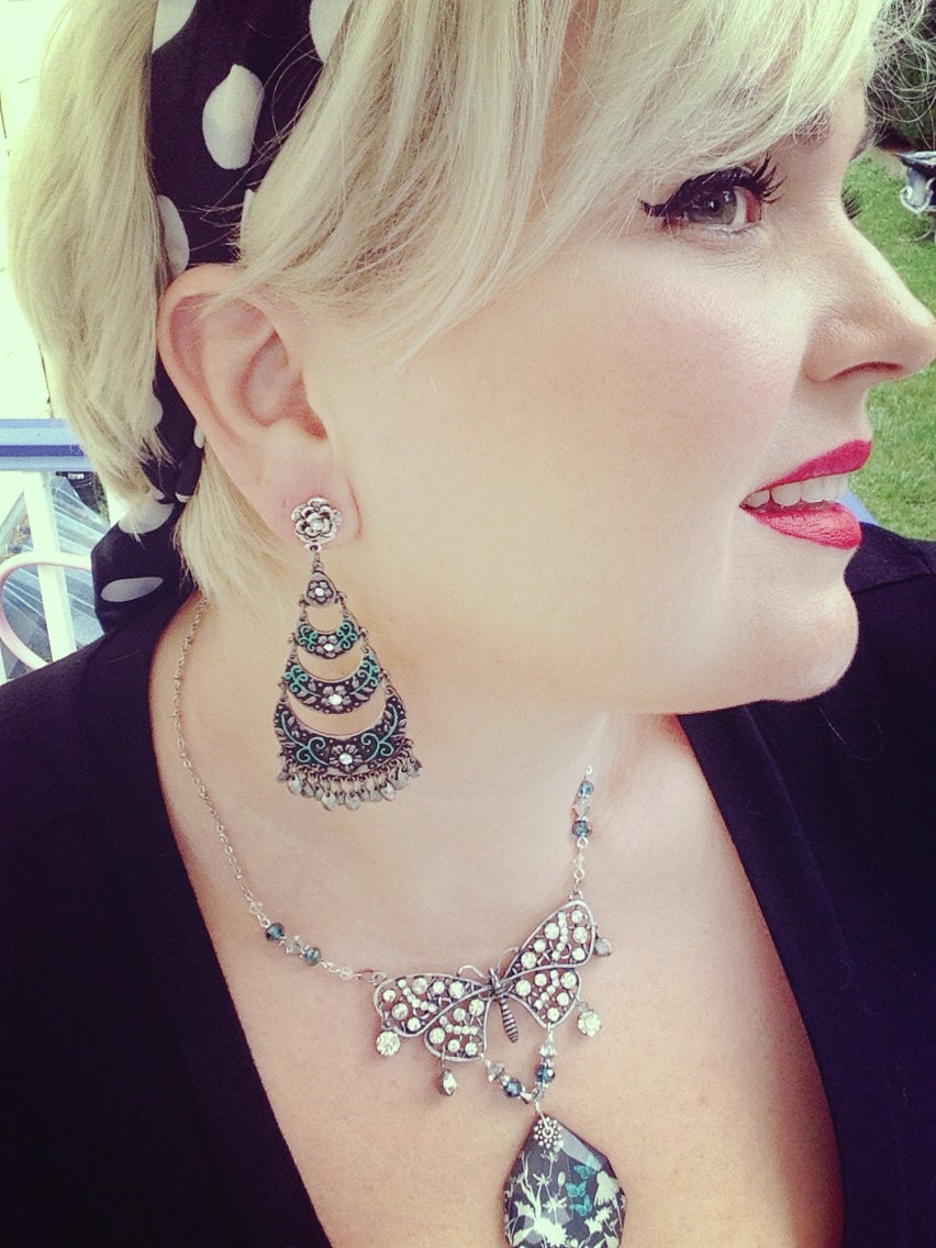 Gatsby Art Deco Gypsy Earrings With Hand Painted Accents and - Etsy