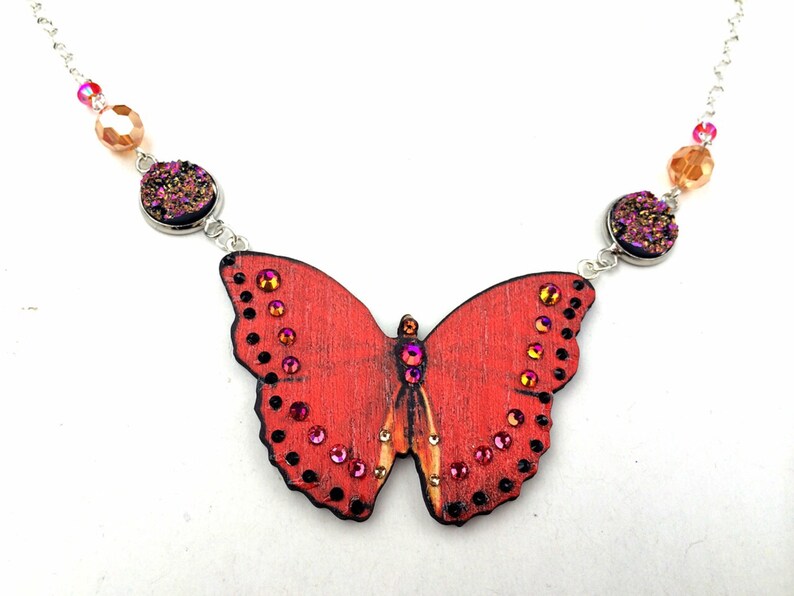 Take Flight Collection Big Red Butterfly Necklace With - Etsy