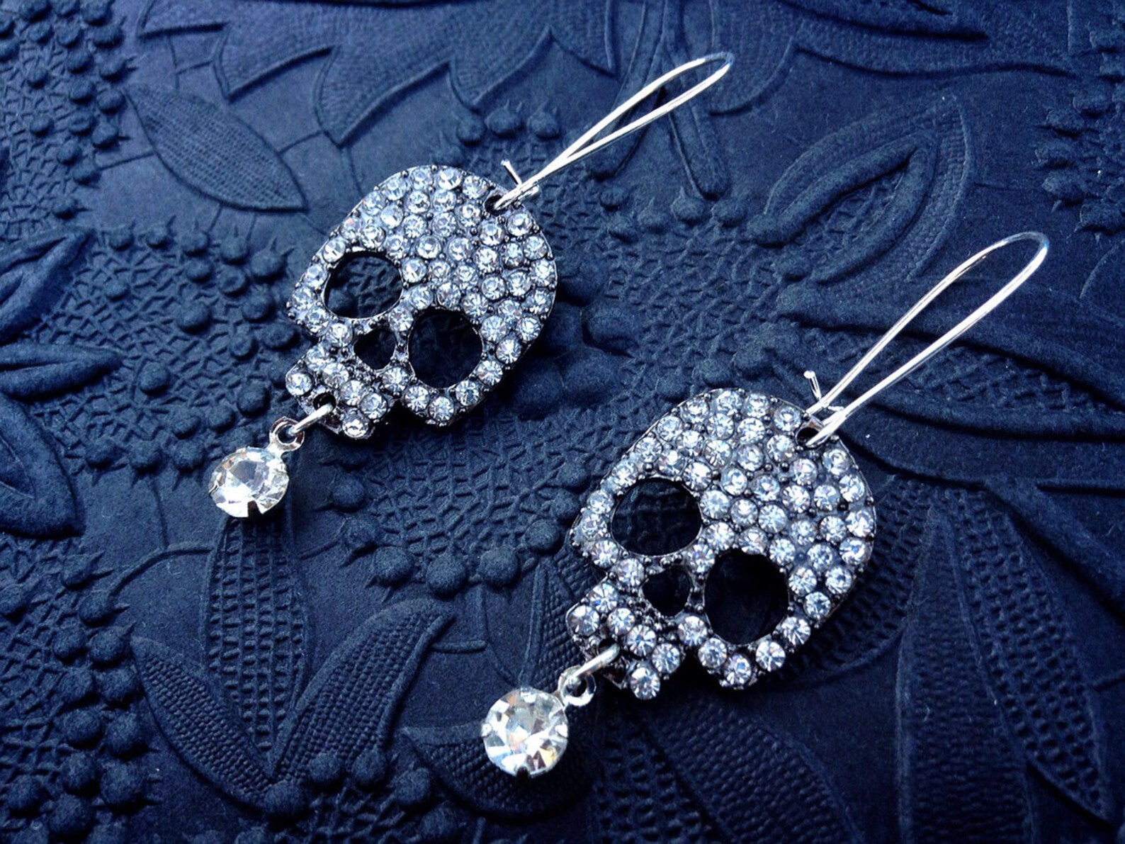 Pave Rhinestone Skulls in Black Metal With Vintage Rhinestone - Etsy