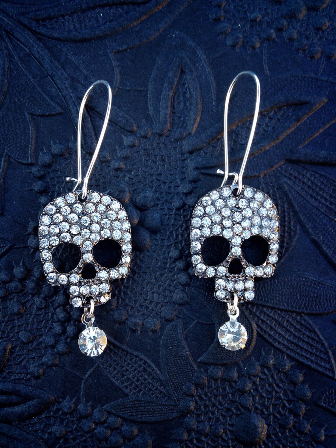 Pave Rhinestone Skulls in Black Metal With Vintage Rhinestone - Etsy