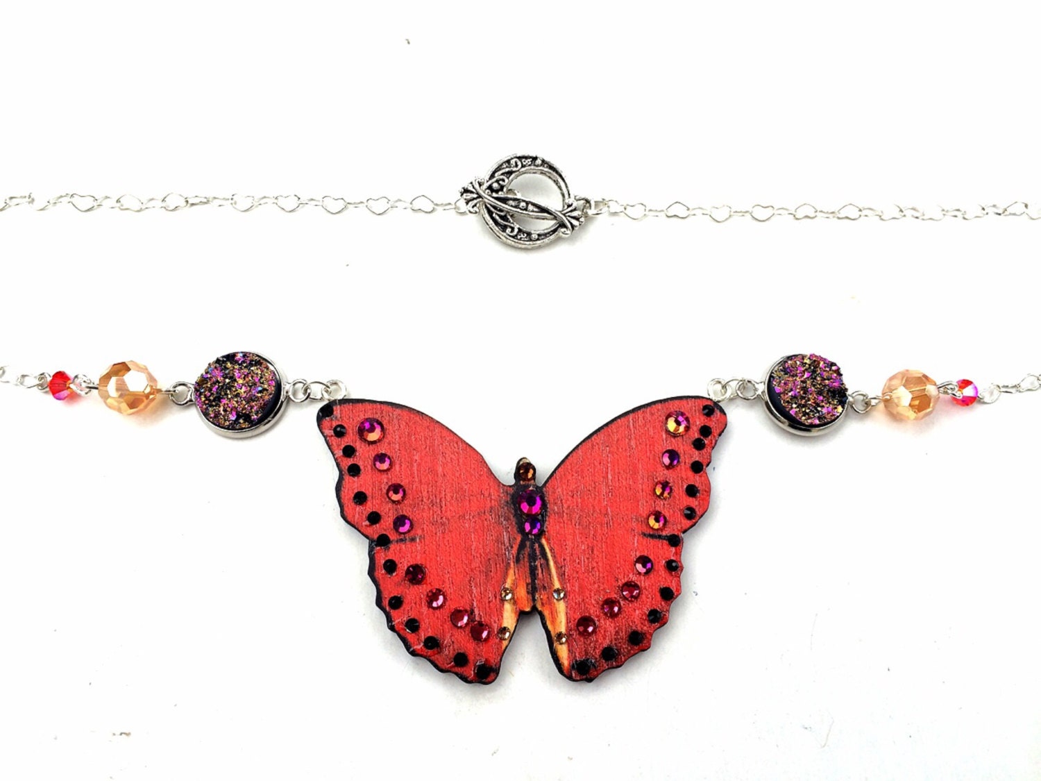 Take Flight Collection Big Red Butterfly Necklace With - Etsy