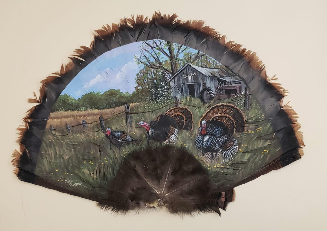 Hand Painted Turkey Fan, Turkeys, Old Barn - Etsy