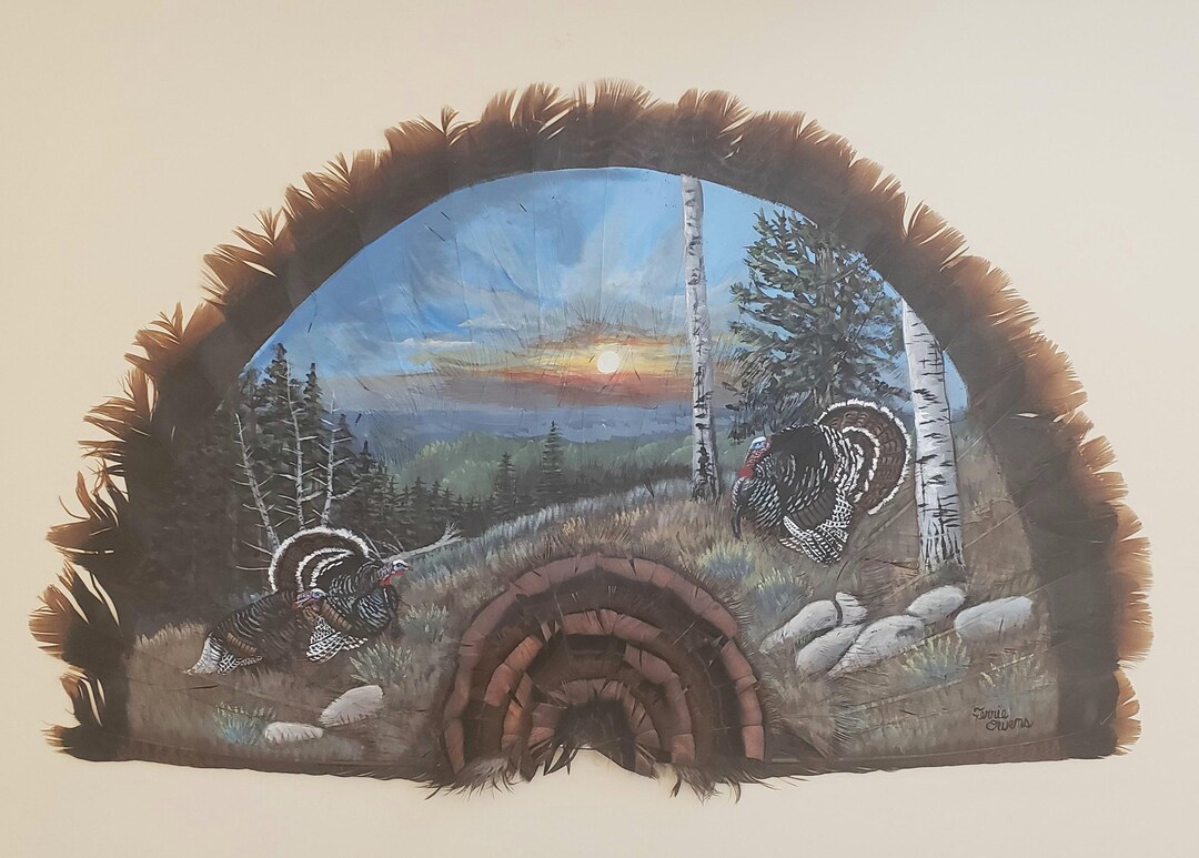 Painted Turkey Fan, Merriam Turkeys, Sunrise Turkey, Hunting Decor ...