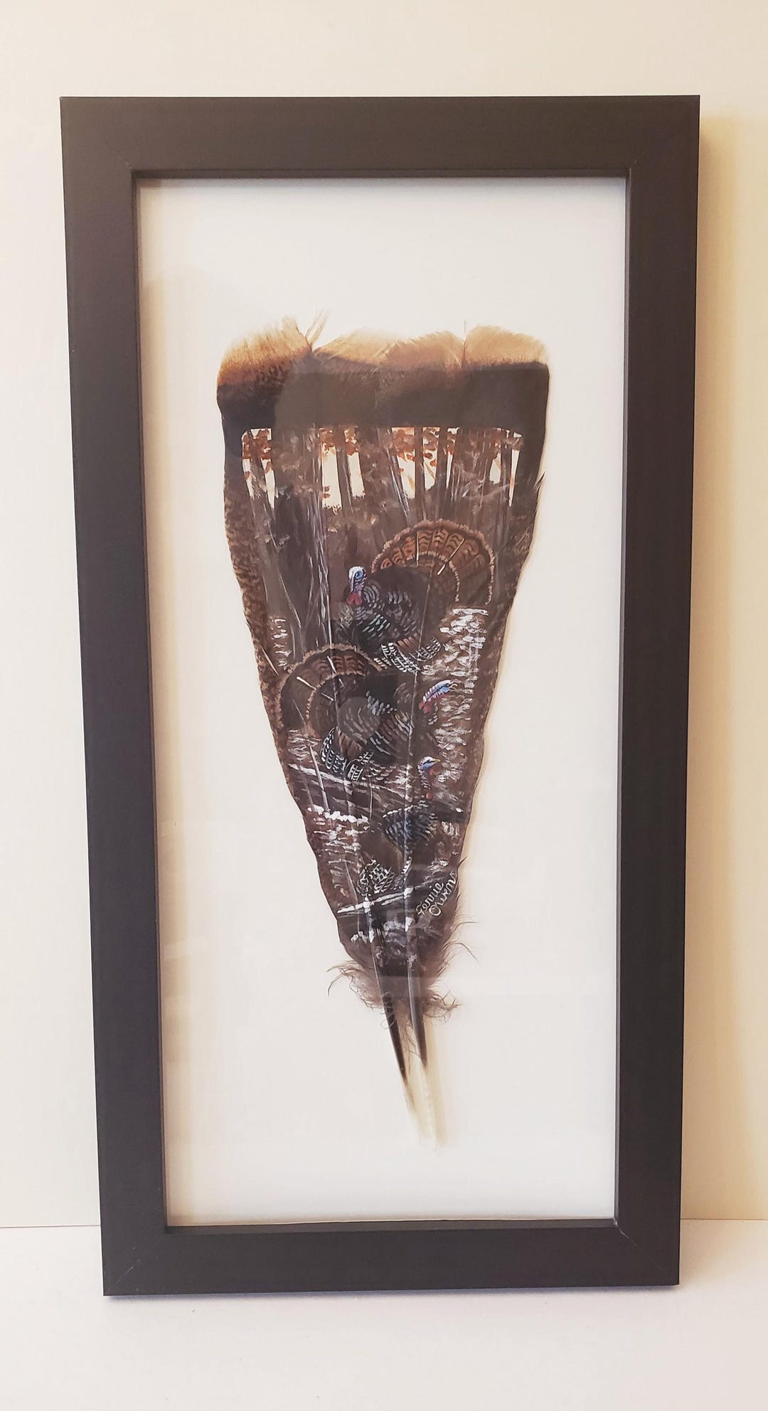 Hand Painted Turkey Feather, Winter Turkeys, Hunting Decor - Etsy