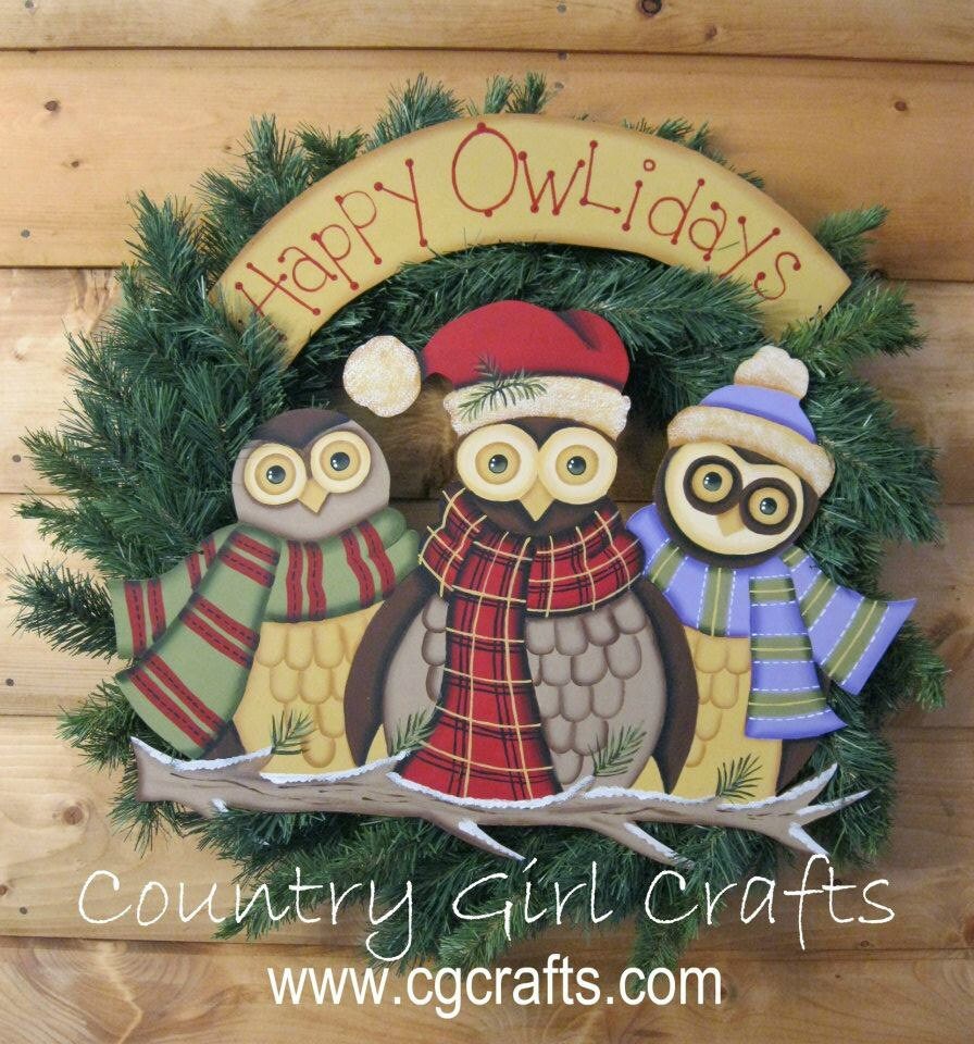 Christmas Wreath E-pattern Owls happy Owlidays - Etsy