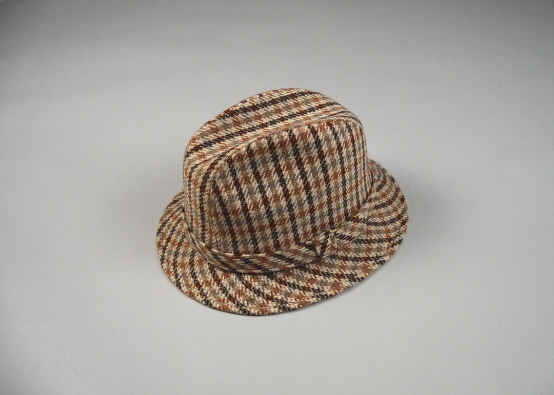 Vintage 1970s Shepherd's Check Tweed Hat by Dorfman Pacific Size Medium ...