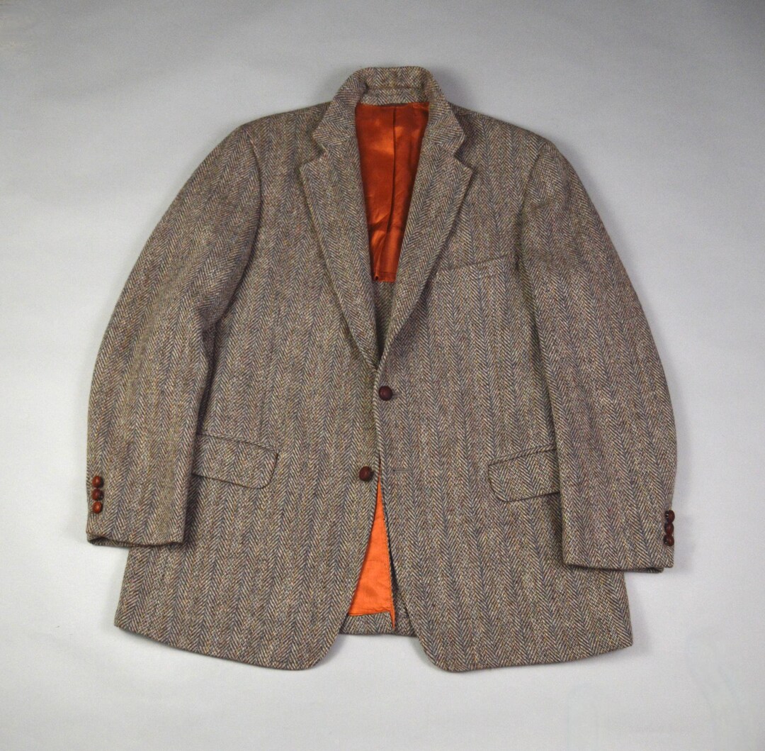 Vintage 1980s Size 42L Brown Herringbone Harris Tweed Sport Coat - Etsy
