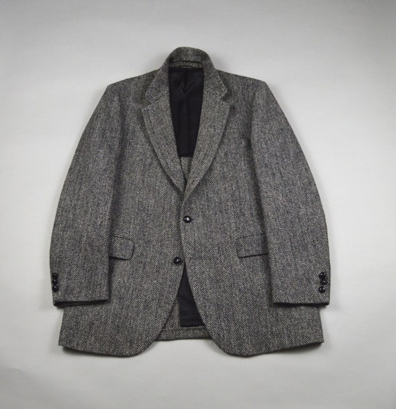 vintage 80s gray herringbone - Gem