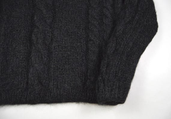 Vintage 1960s Small/medium Black Mohair V Neck Sweater by Vintage 1960s Small/medium Black Mohair V Neck Sweater by