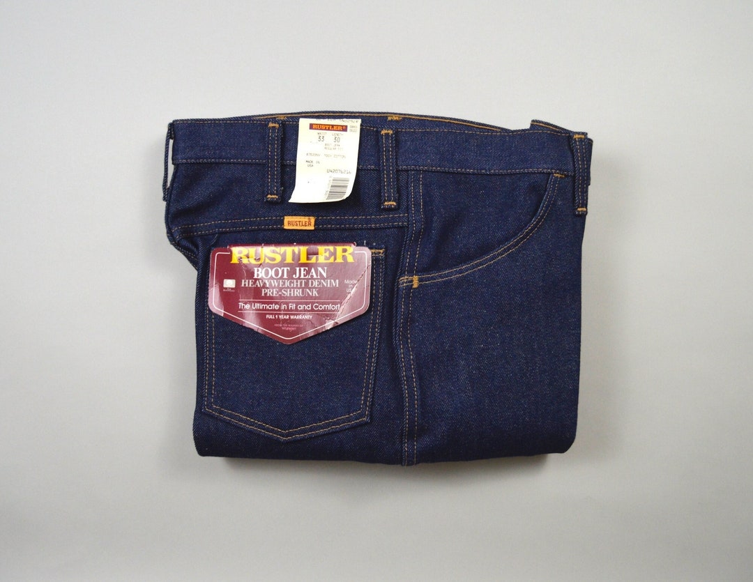 Vintage Deadstock 1980s Dark Wash Rigid Boot Cut Jeans By