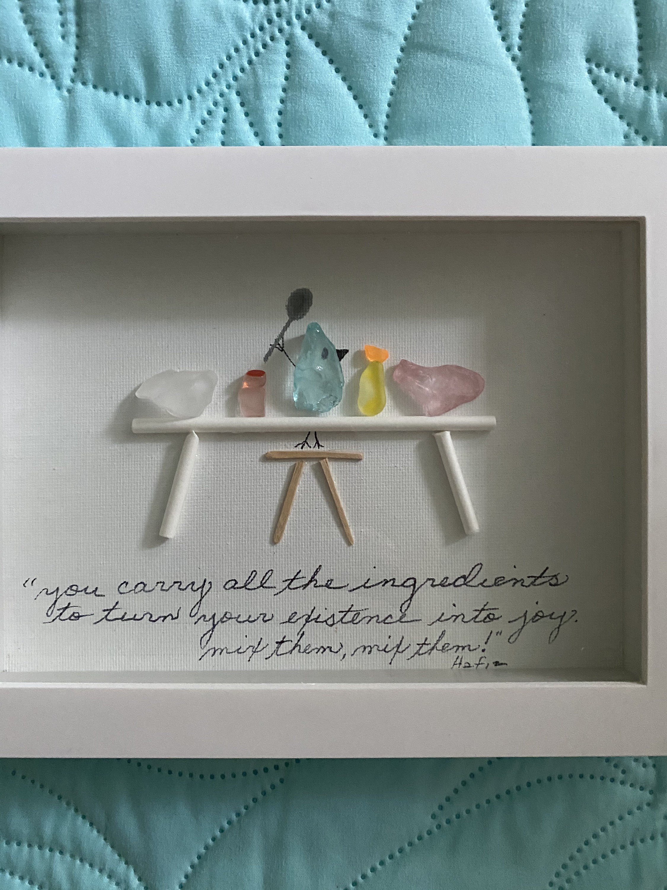 Sea Glass Framed Art Sea Glass Shadow Boxsea Glass Artsea Etsy