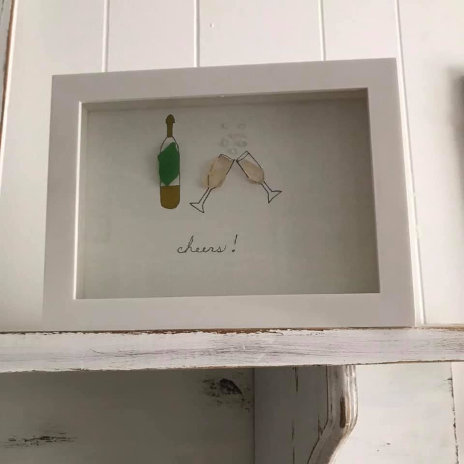 Sea Glass Framed Art Sea Glass Shadow Boxsea Glass Artsea Etsy