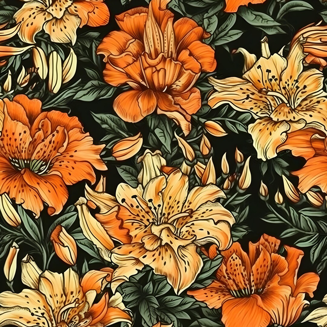 Tigerlily Flower Design Floral, Pattern, Digital Paper, Paper Flowers ...