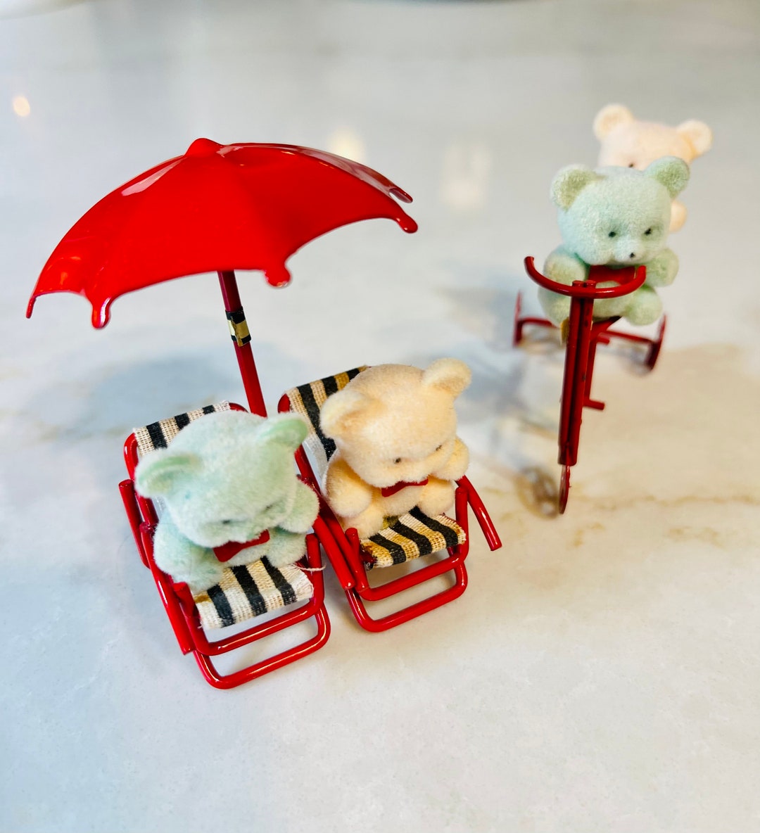 Pair of Flocked and Movable Teddy Bears Vintage - Etsy