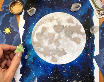 Moon painting | Etsy