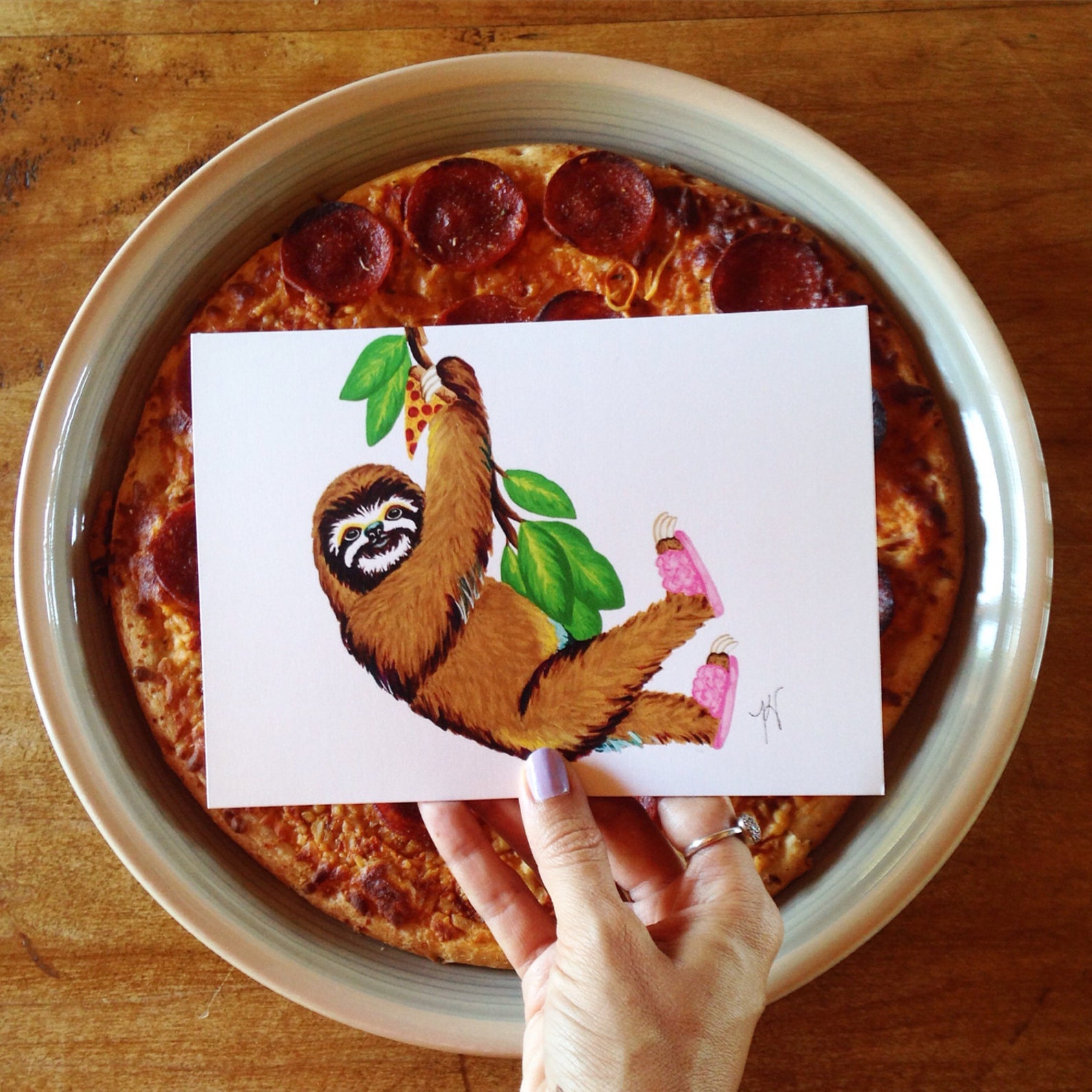 Pizza Sloth Sloth Baby Sloth Sloth Card Greeting Card | Etsy
