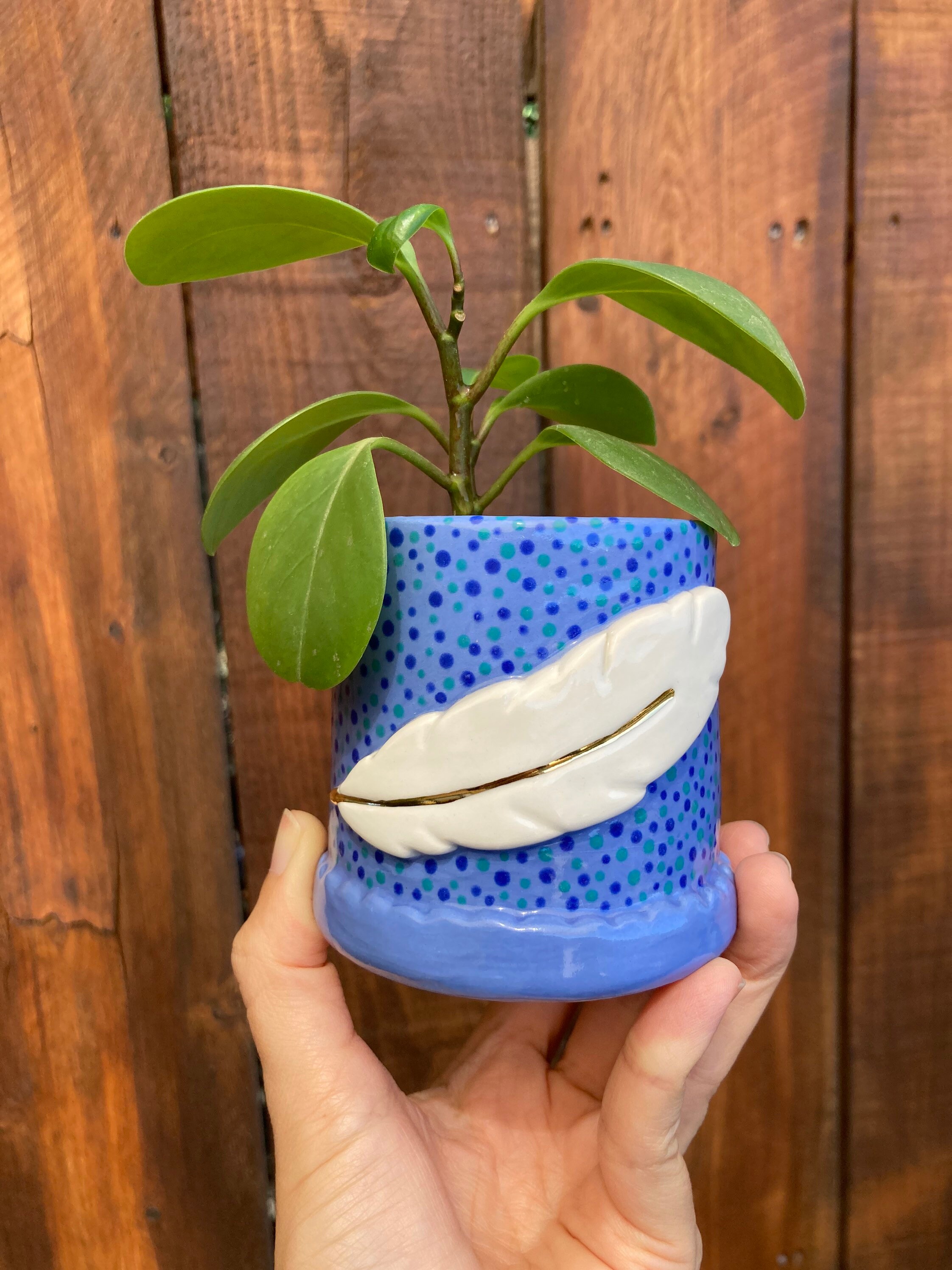 Feather Pot Gold Pots Planters Unique Pots Handmade - Etsy UK