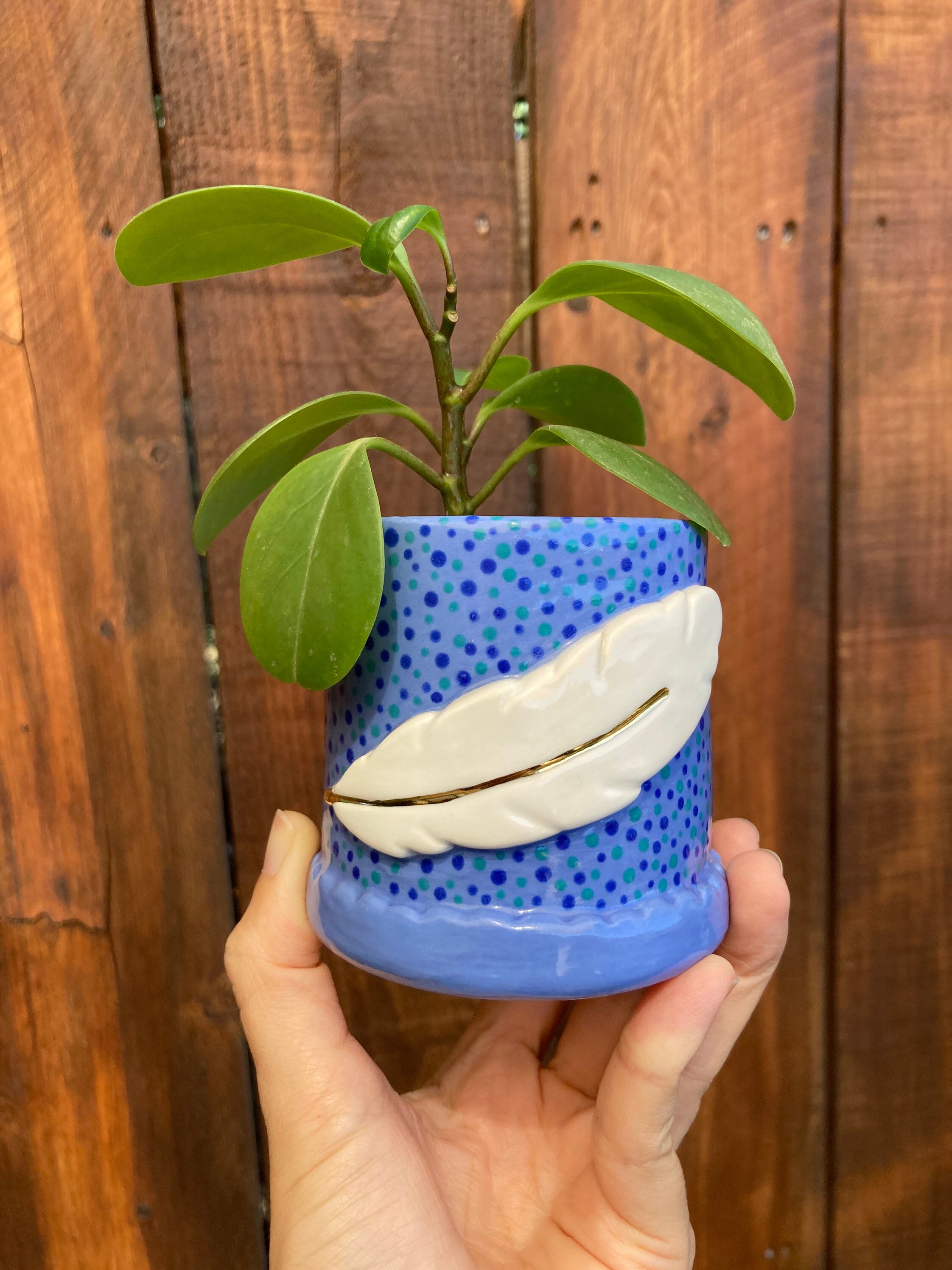 Feather Pot Gold Pots Planters Unique Pots Handmade - Etsy UK