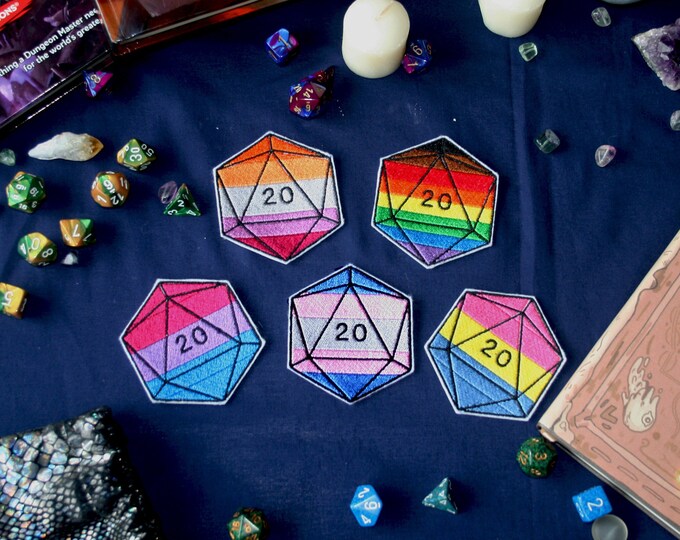 Dungeons and Dragons D20 Gaymer Patch Pride Flag Gay Lesbian Bisexual ...