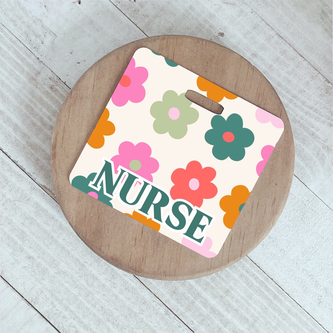 Floral Badge Buddy, RN Badge Buddy, Nurse Badge Buddy, Custom Badge ...