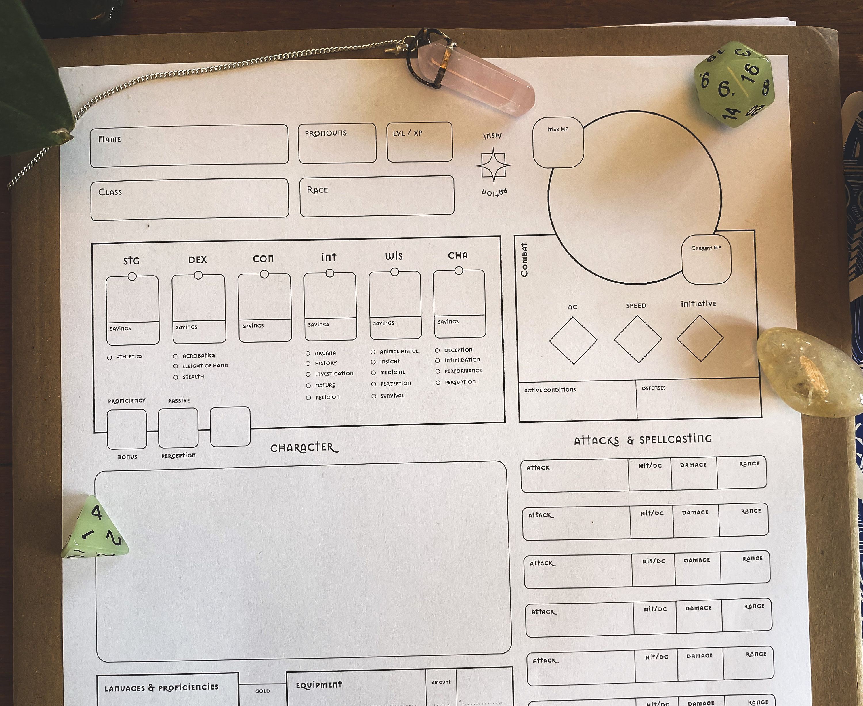 Clean Minimalist RPG Character Sheet D&D 5E A4 8.3 X - Etsy