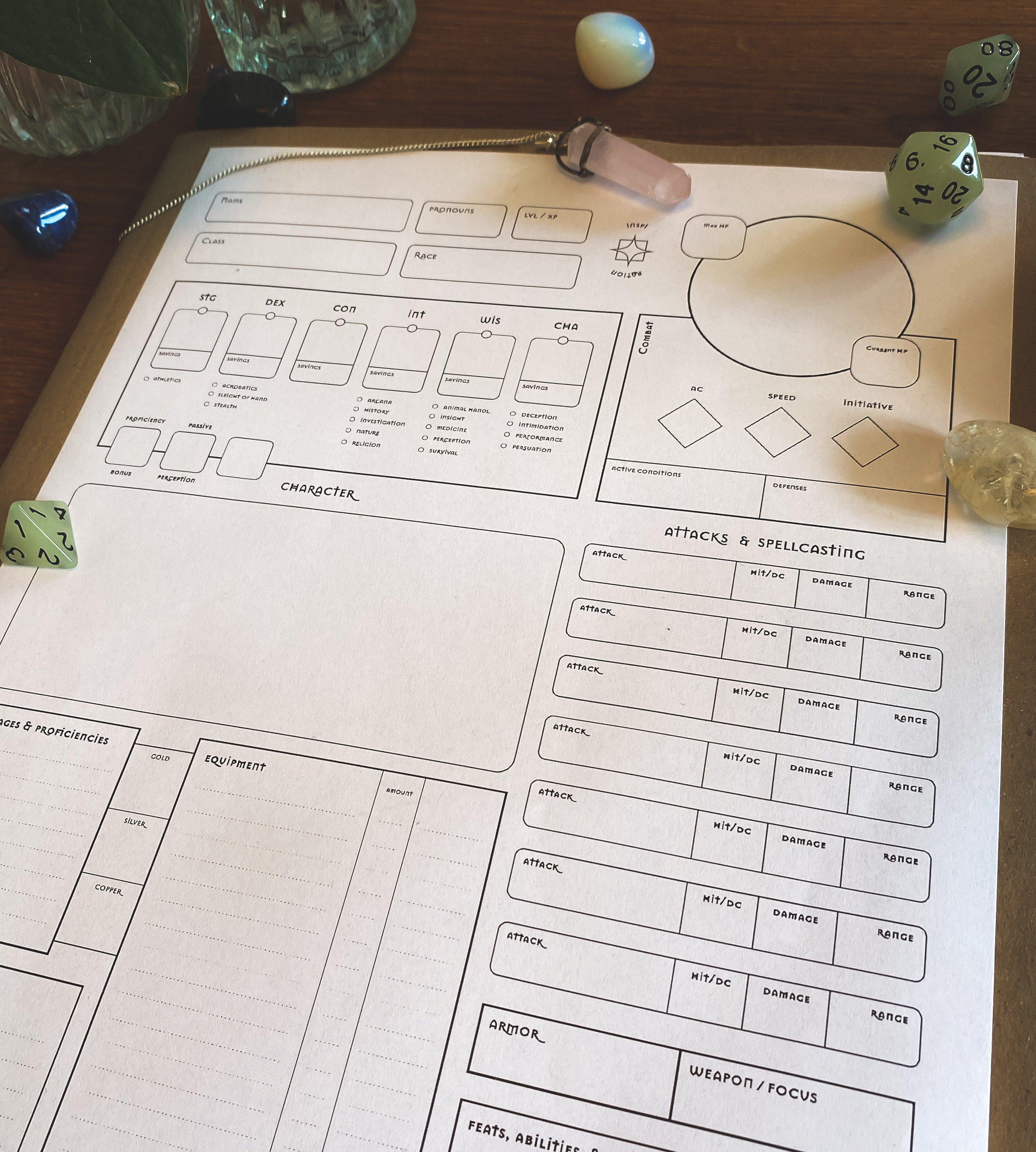 Clean Minimalist | RPG Character Sheet | D&D 5E | A4 (8.3 X 11.7) - Etsy