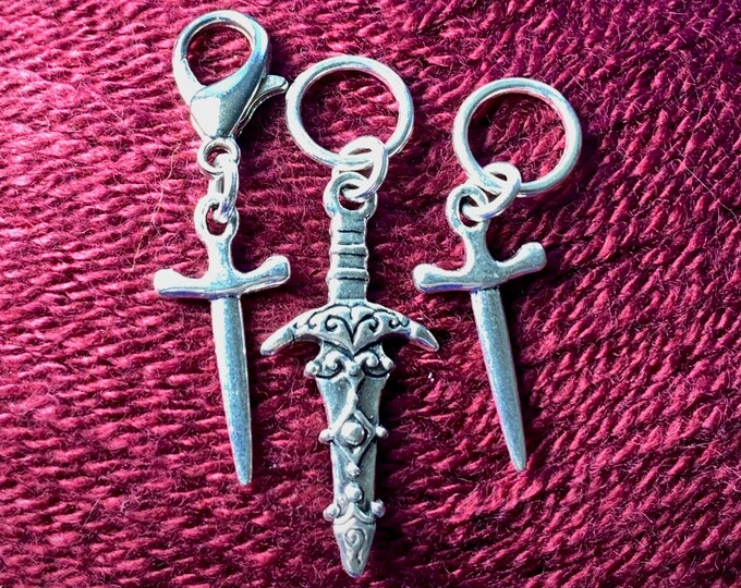 Sword and Dagger Stitch Marker/progress Keeper Set 3 Pcs - Etsy