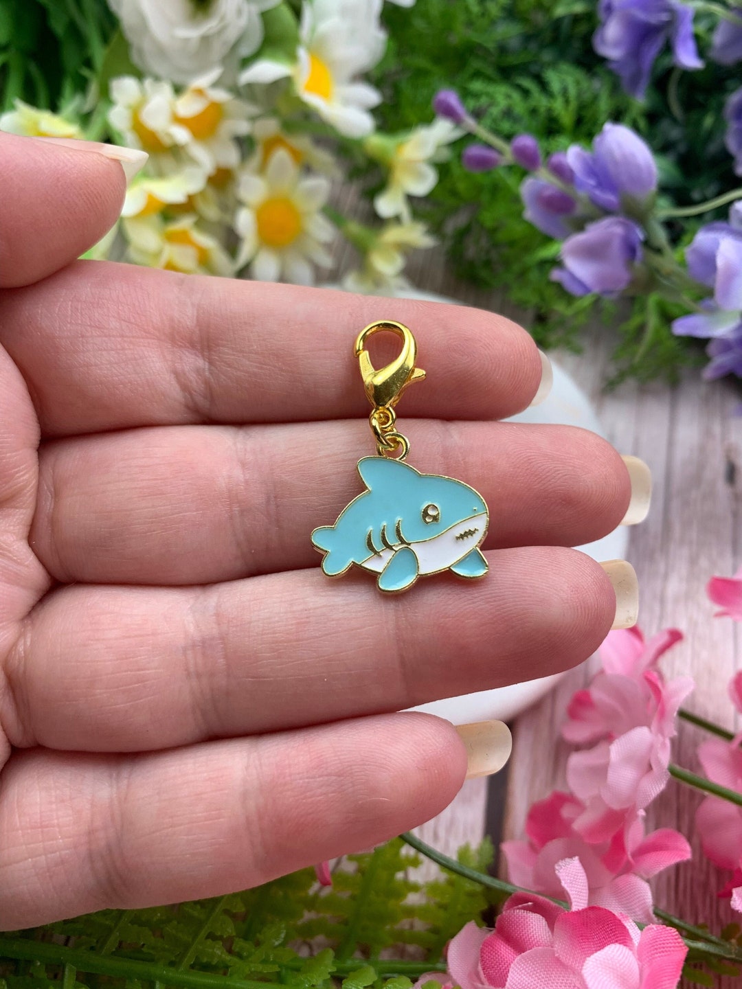 Blue Enamel Shark Stitch Marker/progress Keeper - 1 Pc - Etsy
