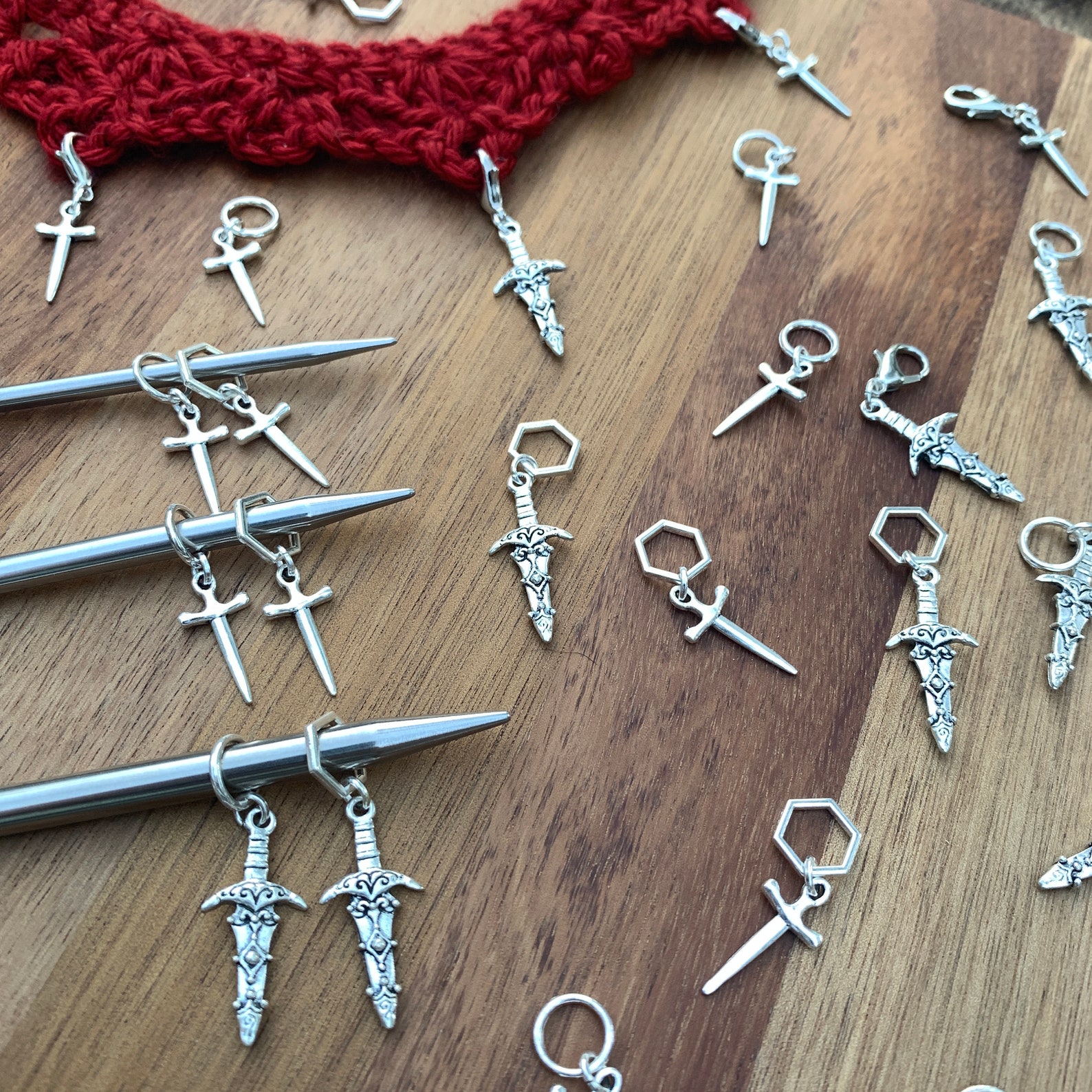 Sword and Dagger Stitch Marker/Progress Keeper Set 3 pcs | Etsy