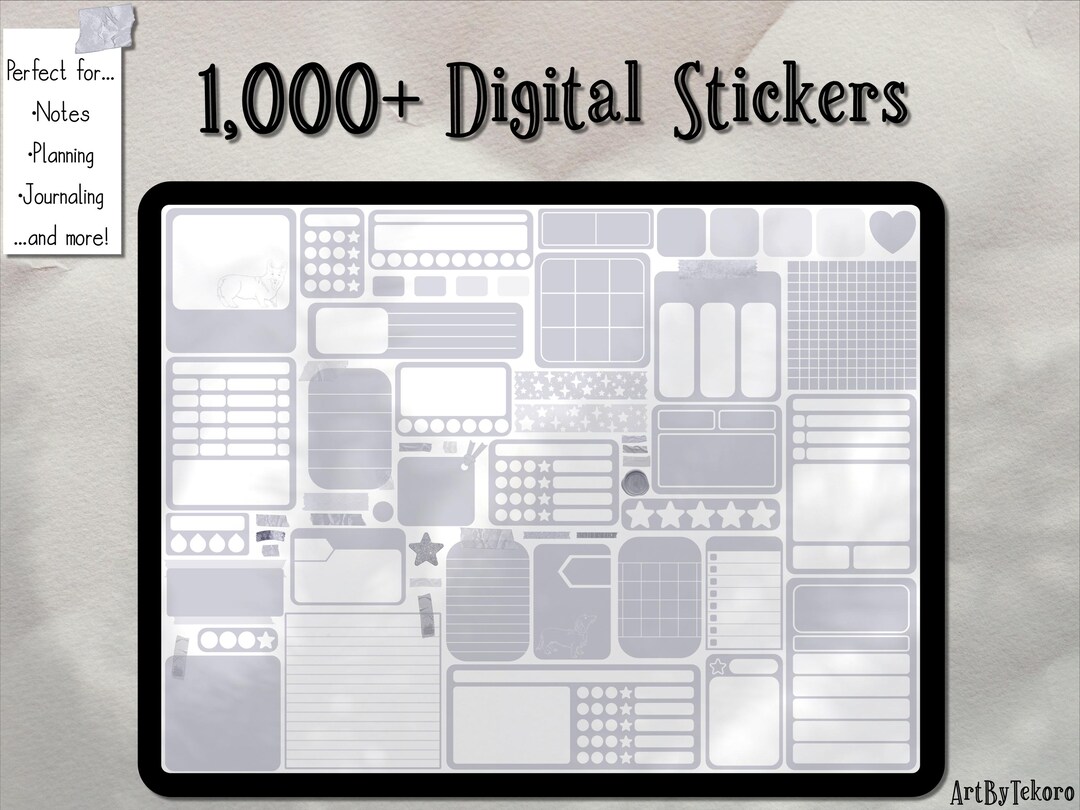 Pebble Everyday Essentials Digital Sticker Set for Digital Notes and ...