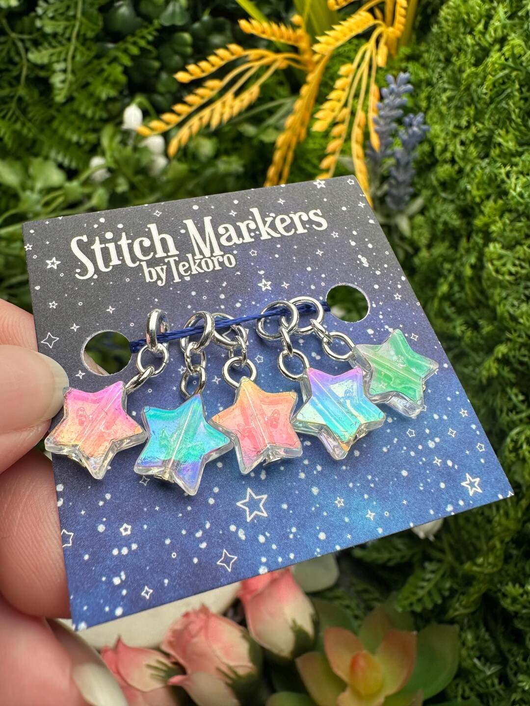 Clear Iridescent Stars Stitch Marker/progress Keeper Set - 5 Pcs - Etsy