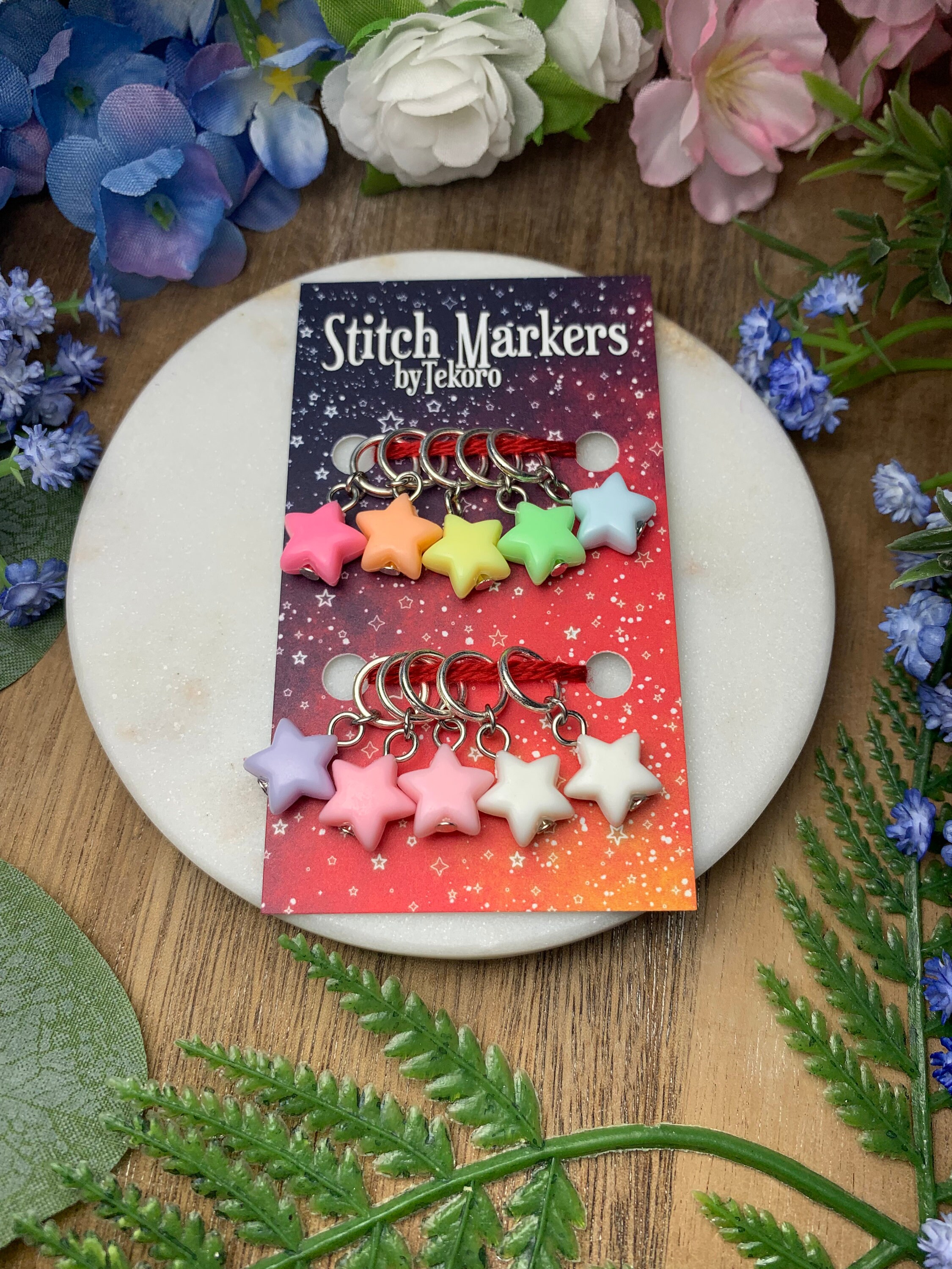 Pastel Rainbow of Little Stars Stitch Marker/progress Keeper Set - 10 ...