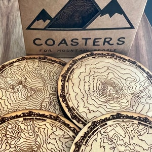 Pacific Northwest Washington State Mountains Wooden Coasters Set of 5 ...