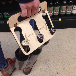 Brew Cart – Minimalistic Wooden Beer 6-pack and Bottle Opener - Etsy
