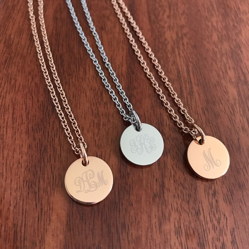 Rose Gold Engraved Letter Monogram Pendant Perfect - Etsy