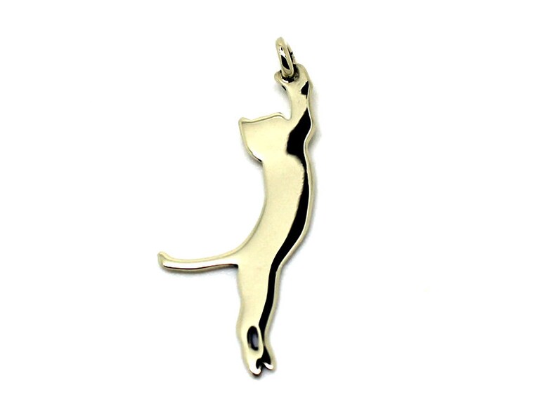 14K Gold Stretching Cat gold Cats & Dogs Charmgold Cat - Etsy