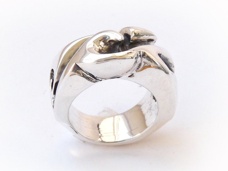Solid Sterling Silver Ring Carved Ring Number 2 . - Etsy