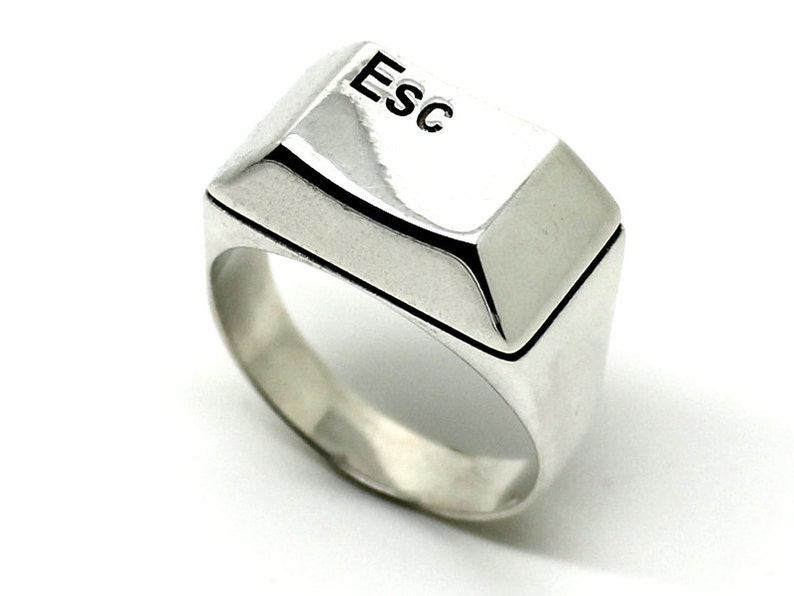 Solid Silver Computer Key Esc Statement Ring - Etsy