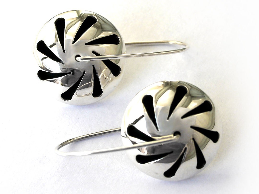 Rotating Geometric Dome Silver Earring Version 85 . - Etsy