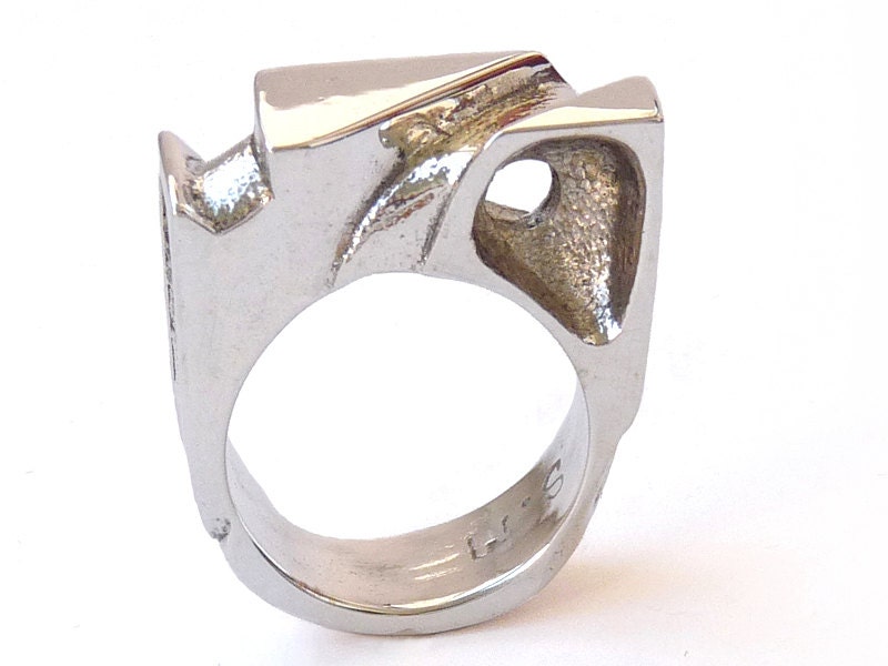 Impresive Carved Silver Ring Number 1 Unique Silver Ring With a Bold ...