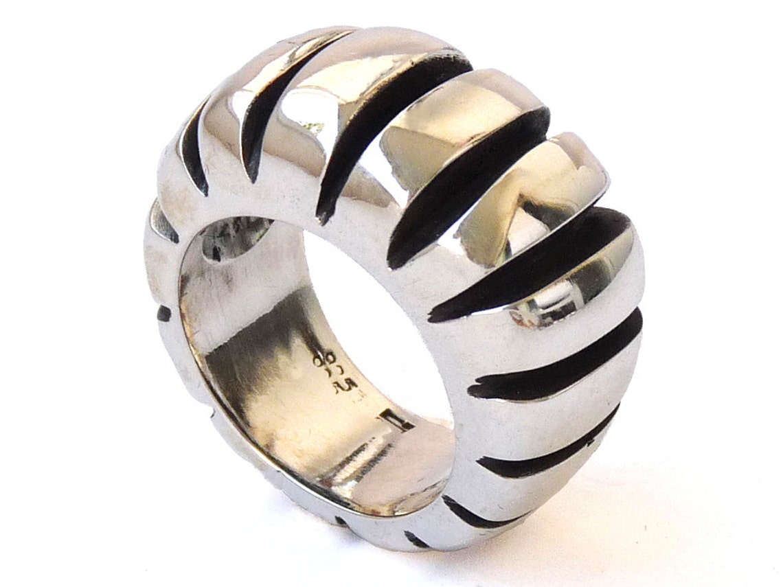 Solid Sterling Silver Ring-carved Ring Number 3 . - Etsy