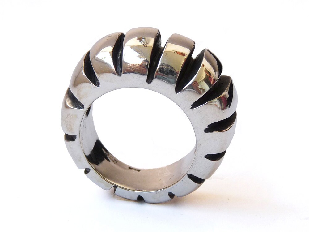 Solid Sterling Silver Ring-carved Ring Number 3 . - Etsy
