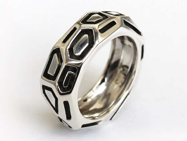 Tortoise Silver Band Ring for Men . - Etsy